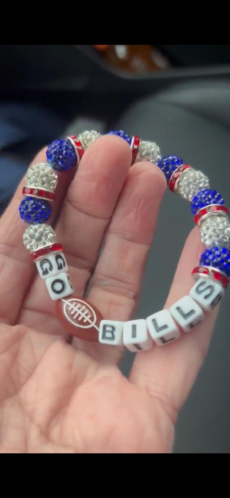 Buffalo Bills Football Beaded Bracelet NFL Inspired Sparkly Bling - Etsy