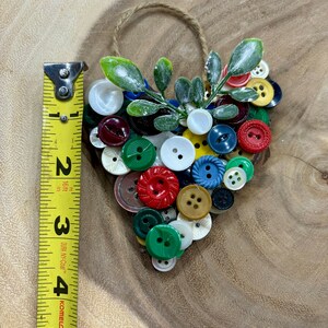 Button Ornament Vintage Repurposed Buttons Hanging Decor Folk Heart ...