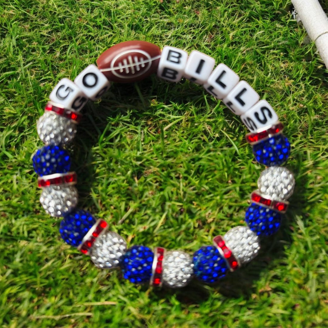 Buffalo Bills Football Beaded Bracelet NFL Inspired Sparkly Bling - Etsy