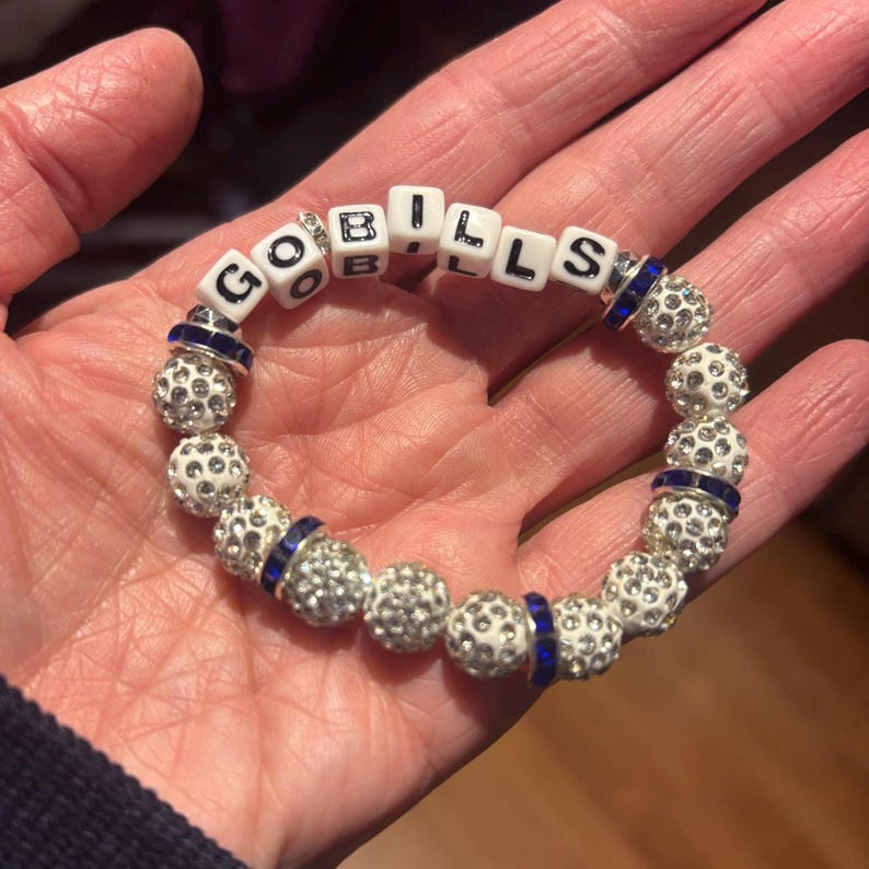 Buffalo Bills Football Beaded Bracelet NFL Inspired Sparkly Bling - Etsy