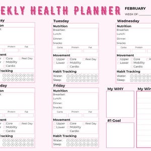 Weekdays Only - Weekly Health Planner, Workout Tracker, Nutrition ...