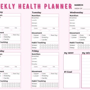 Weekdays Only - Weekly Health Planner, Workout Tracker, Nutrition ...