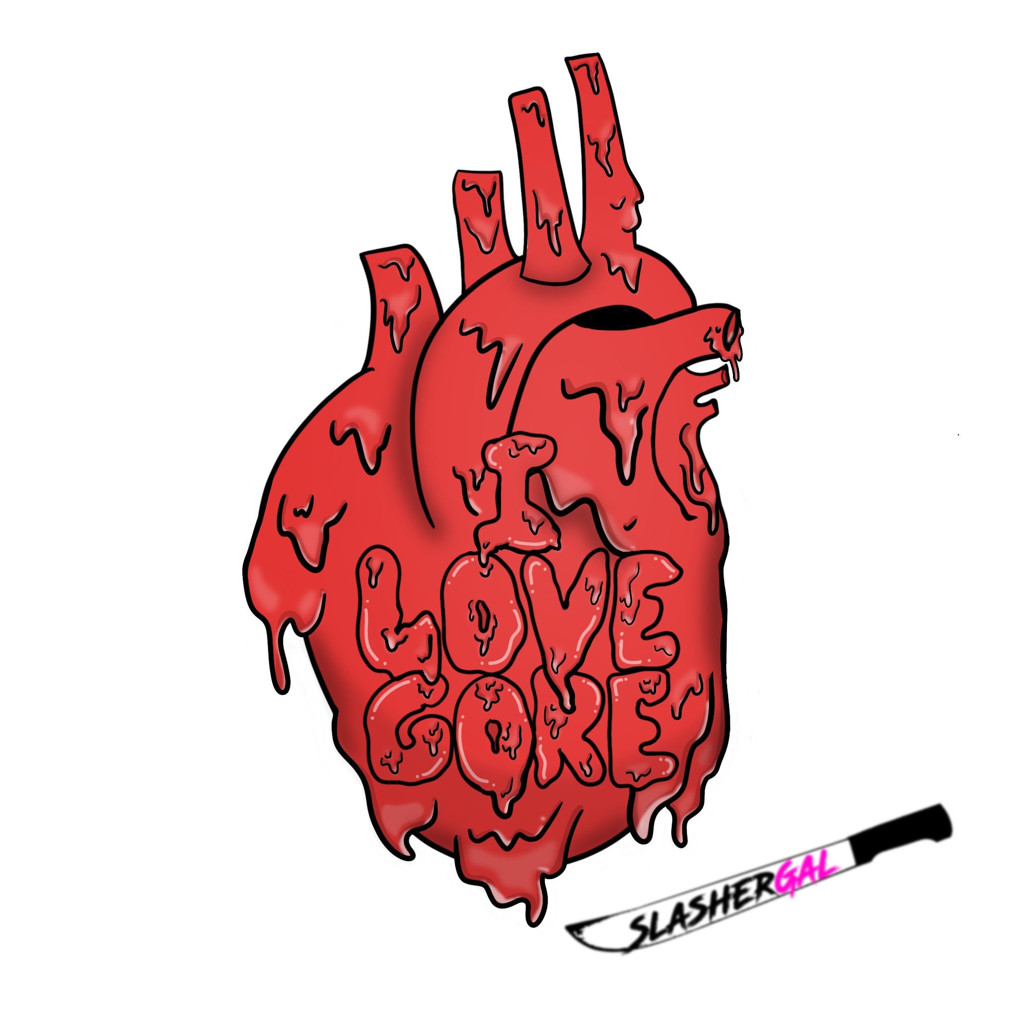I love Gore Print Blutiges Herz Matter Druck | Etsy