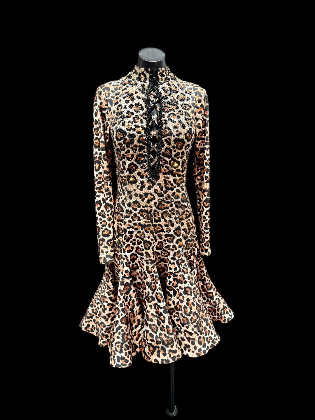 Leopard Print Ballroom Dance Dress | Latin Cha Cha Costume, Swarovski ...