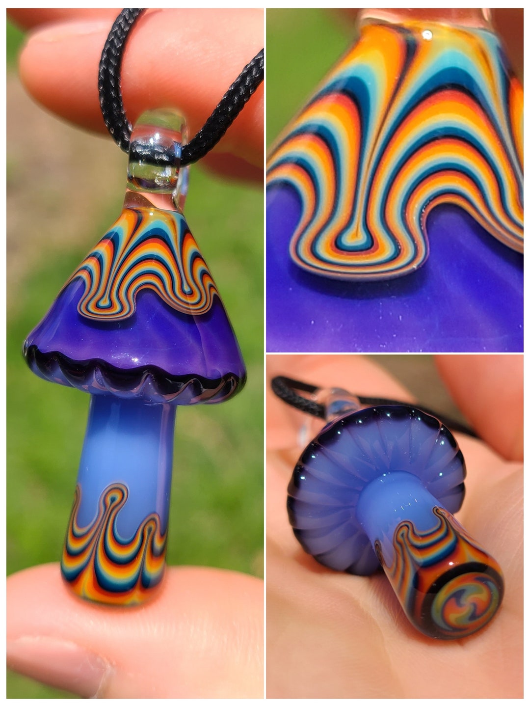Drippy Rainbow Mushroom Glass Pendant - Etsy
