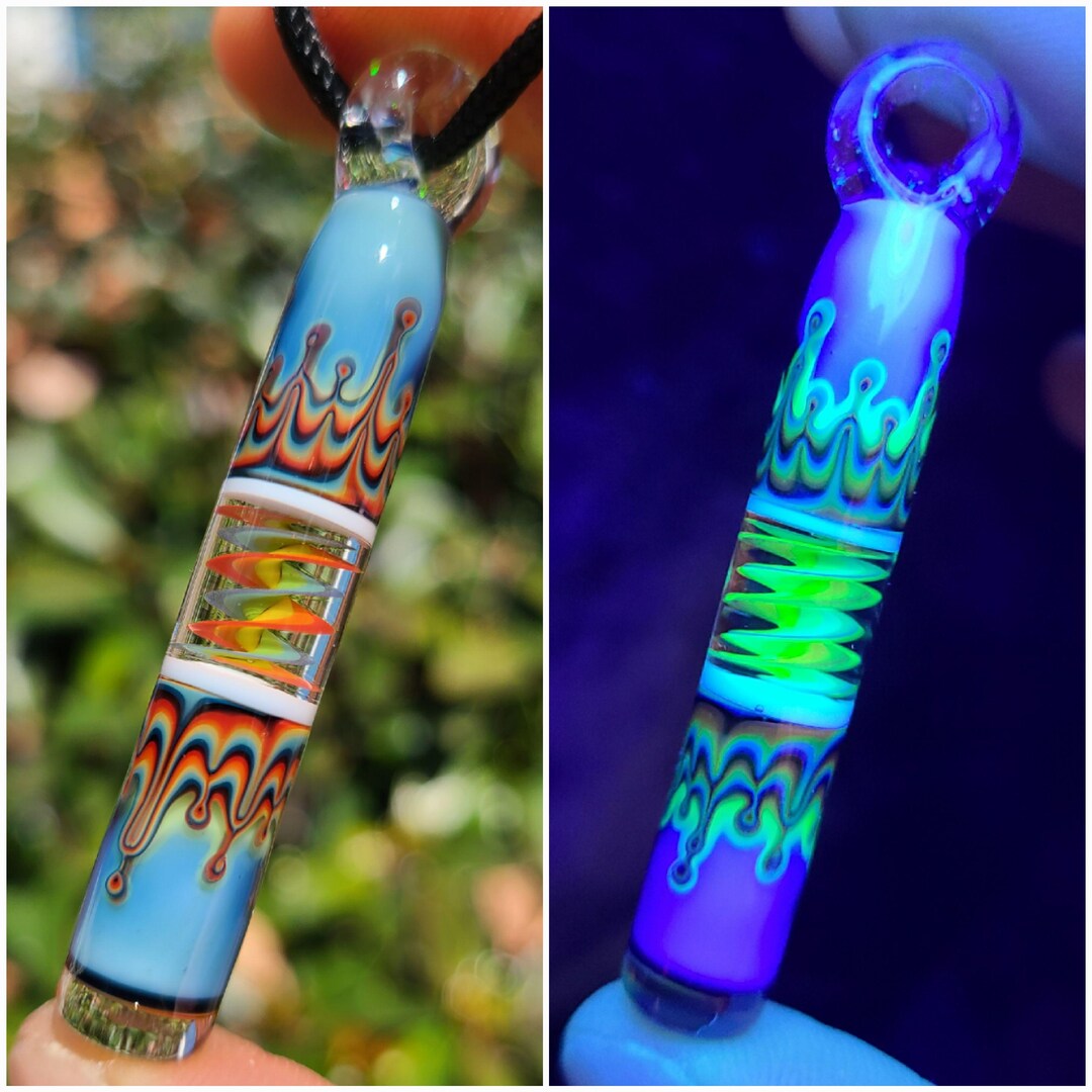 Psychedelic Drippy Helix Capsule Glass Pendant. - Etsy