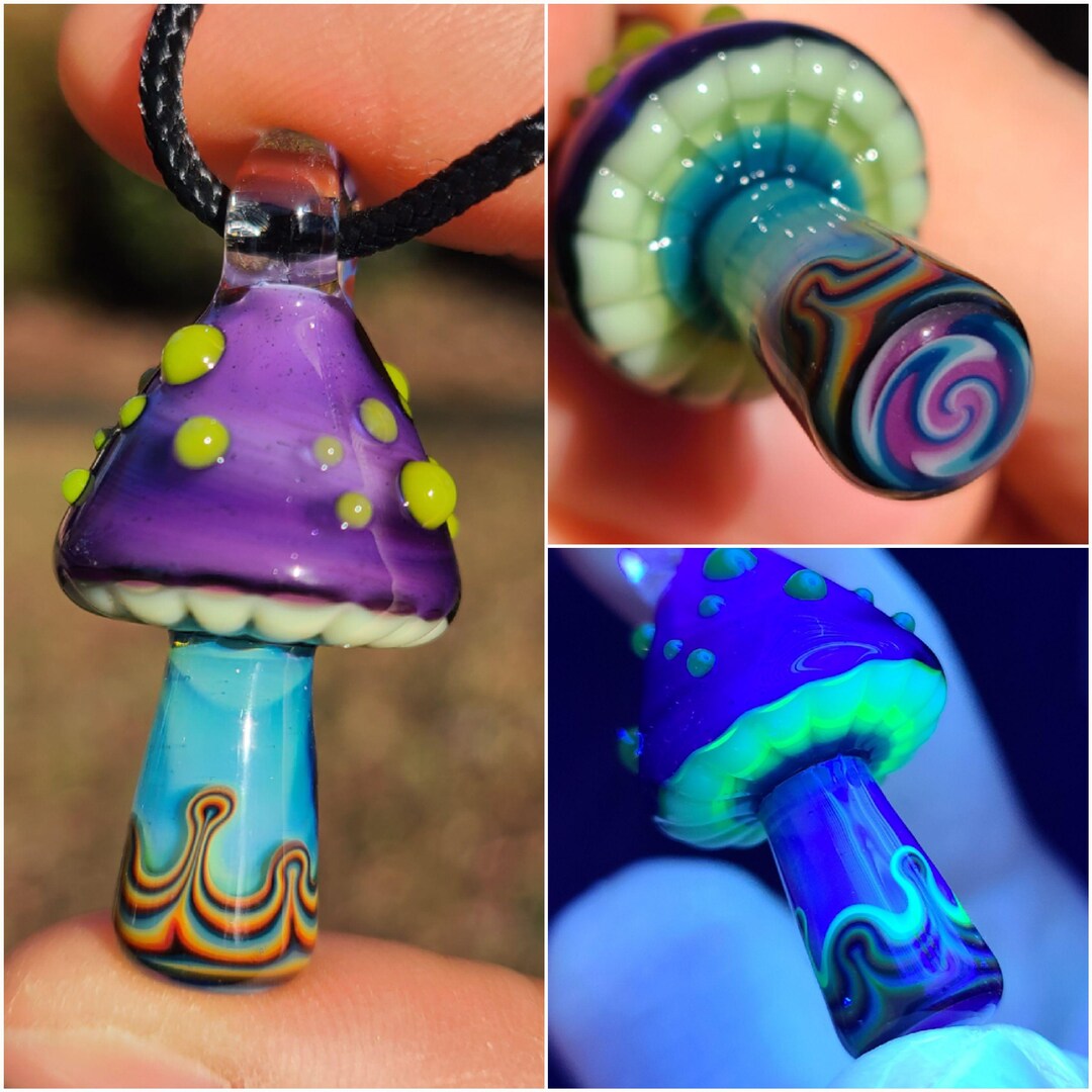 Trippy Drippy Mushroom Glass Pendant - Etsy
