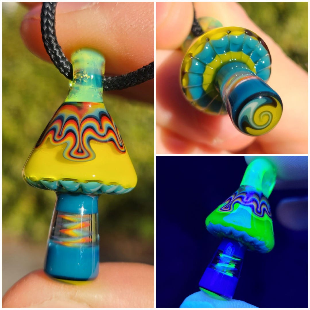 UV Drippy Mushroom Glass Pendant - Etsy UK