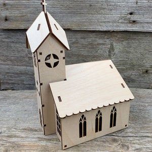 Wooden Church 3d,miniature Church, Self Assembly , for Crafts ...