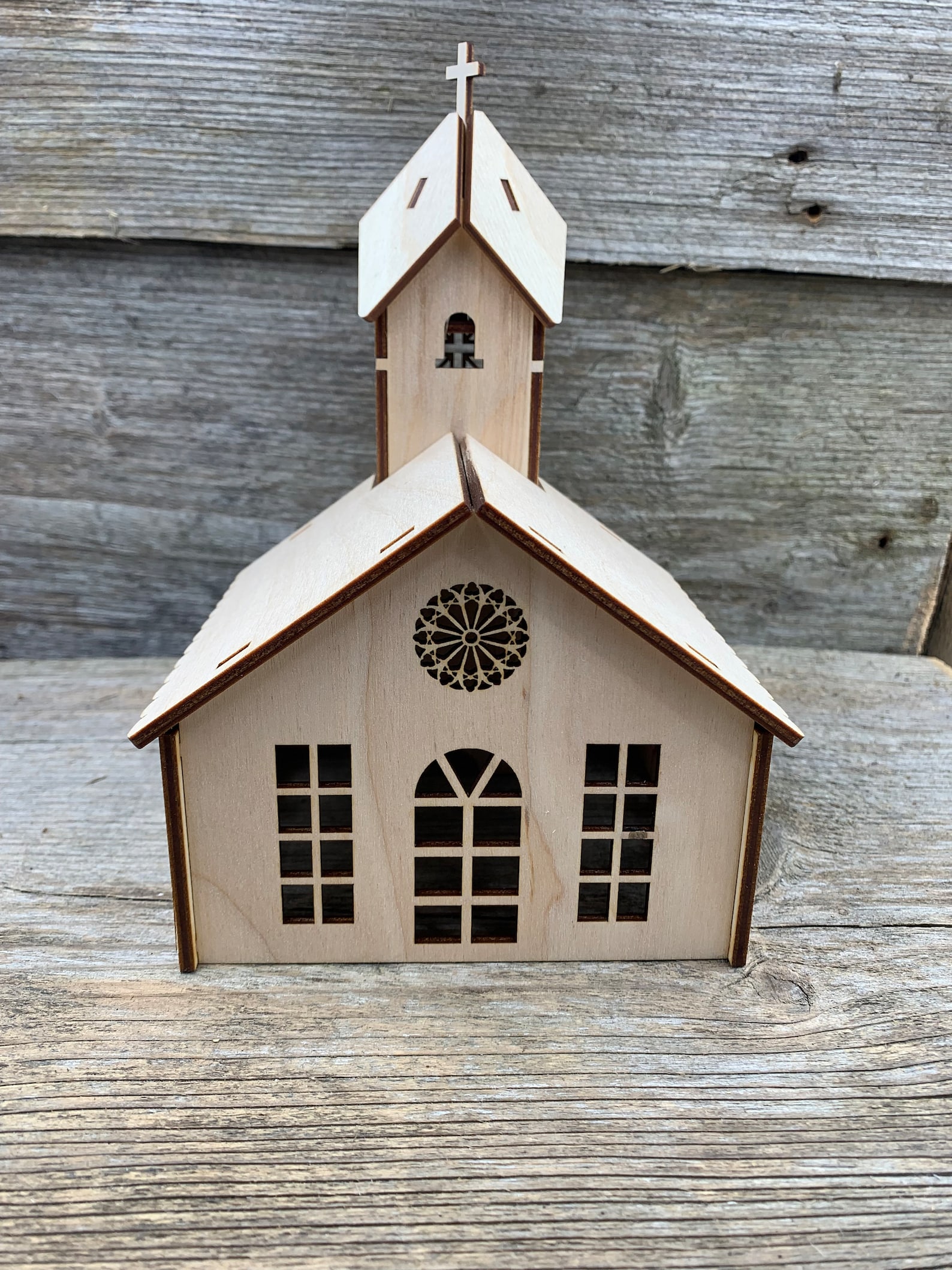DIY Wooden Church Kit Miniature Church Model Unfinished Craft Christmas ...
