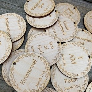 Names of God Wooden Tags Name of Christ, Christmas Easter Ornaments ...