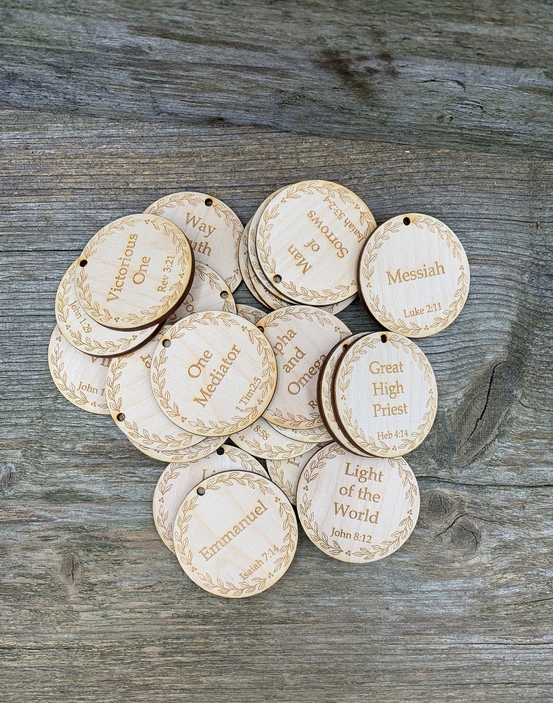 Names of God Wooden Tags Name of Christ, Christmas Easter Ornaments - Etsy
