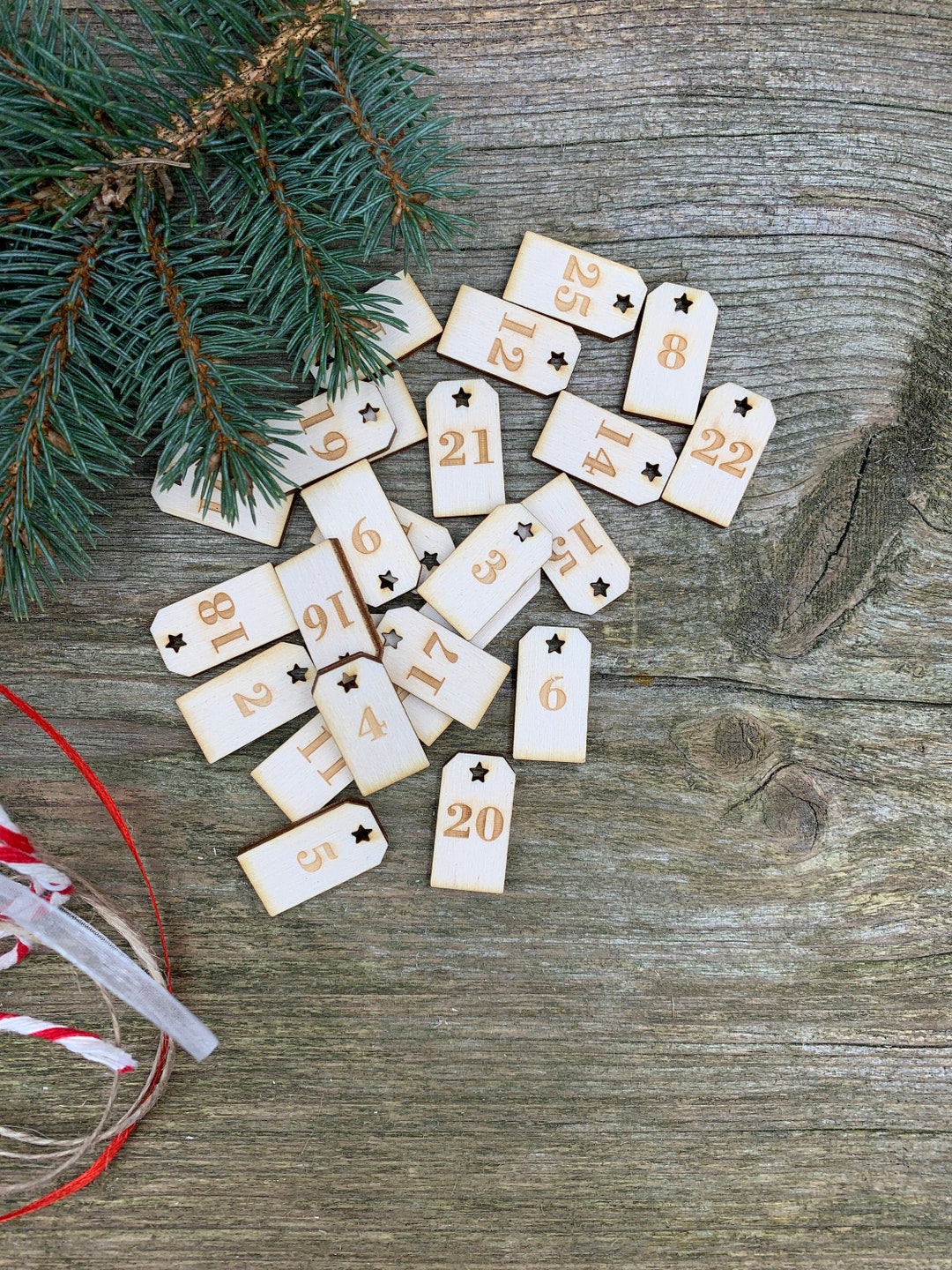 Countdown to Christmas, Advent Calendar Wooden Number Tags, Natural ...