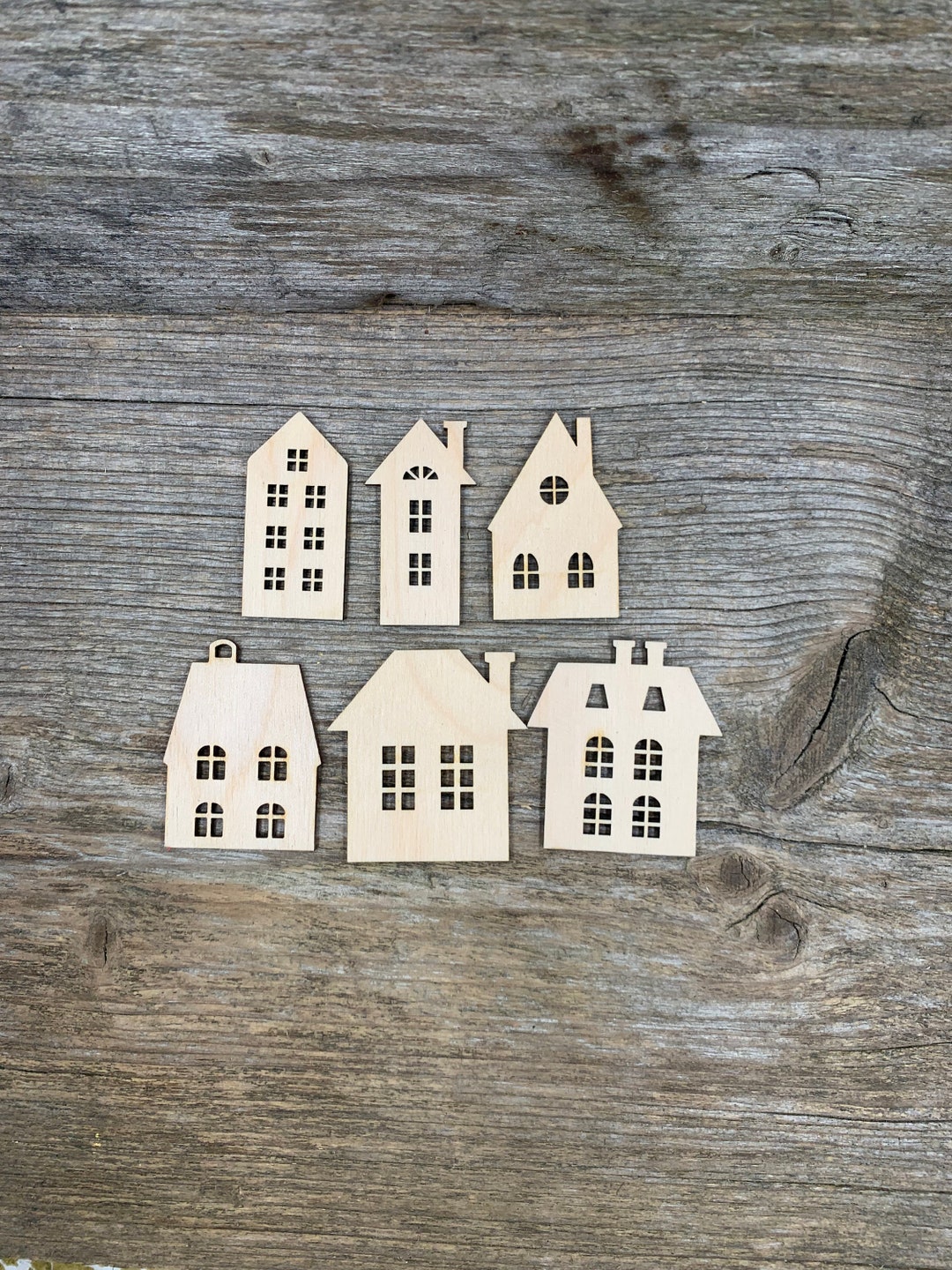 Wooden Mini Houses, Miniature Houses, 2D Wooden Shapes, Shapes for ...