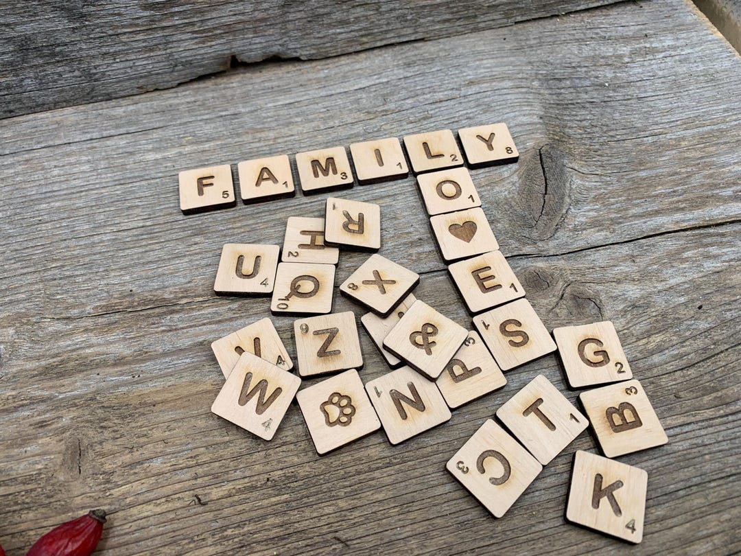 Wooden Letter Buttons, Alphabet, Scrabble Tiles, Word Tiles, Family ...