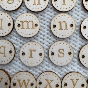 Wooden Letter Buttons, Alphabet, Tags, 3 Cm - 1.18", Natural Wood ...