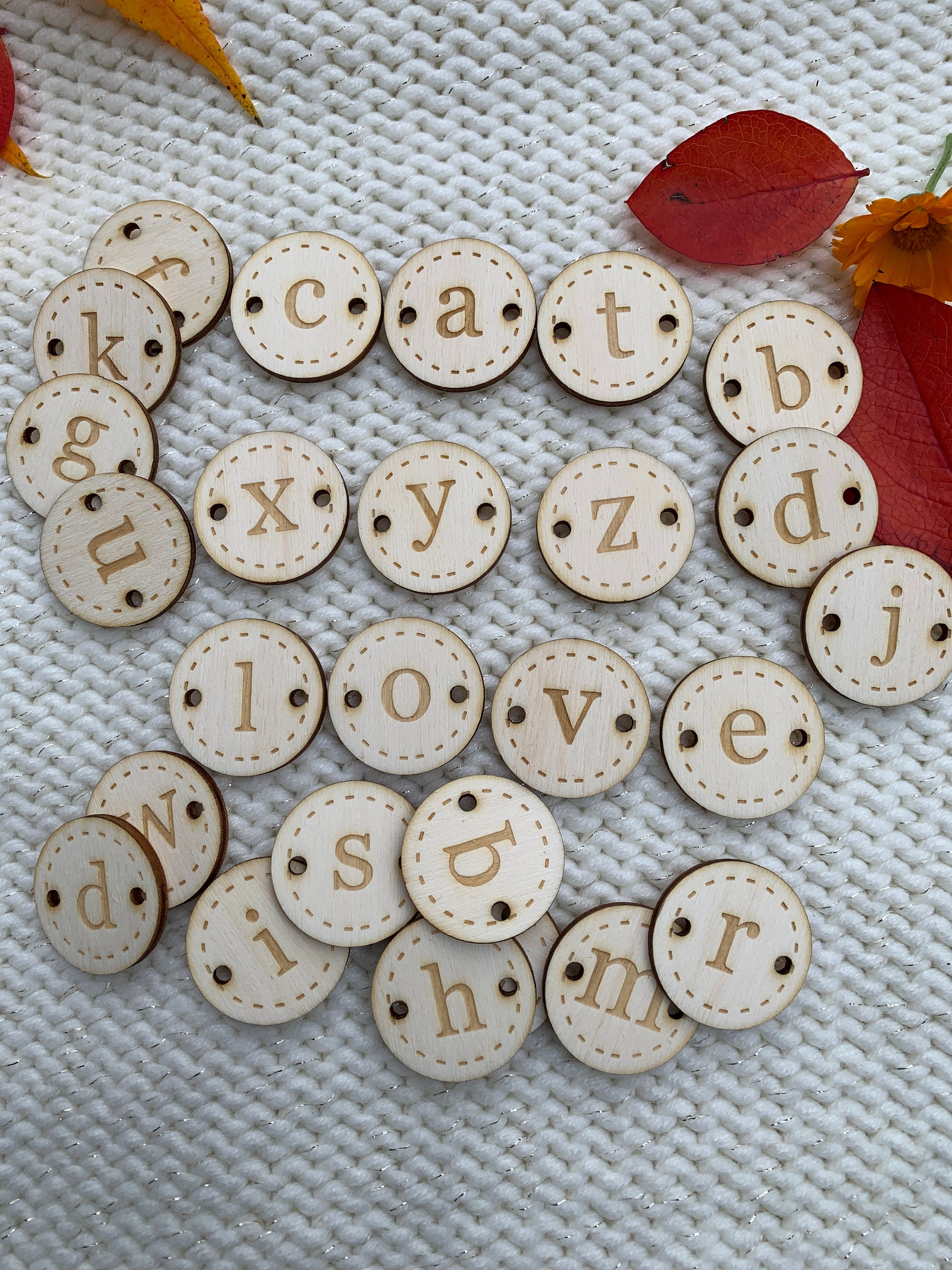 Wooden Letter Buttons, Alphabet, Tags, 3 Cm - 1.18", Natural Wood ...