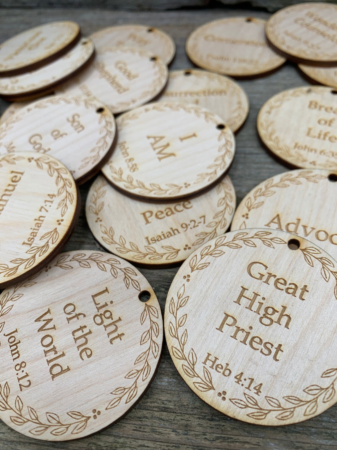 Names of God Wooden Tags Name of Christ, Christmas Easter Ornaments ...