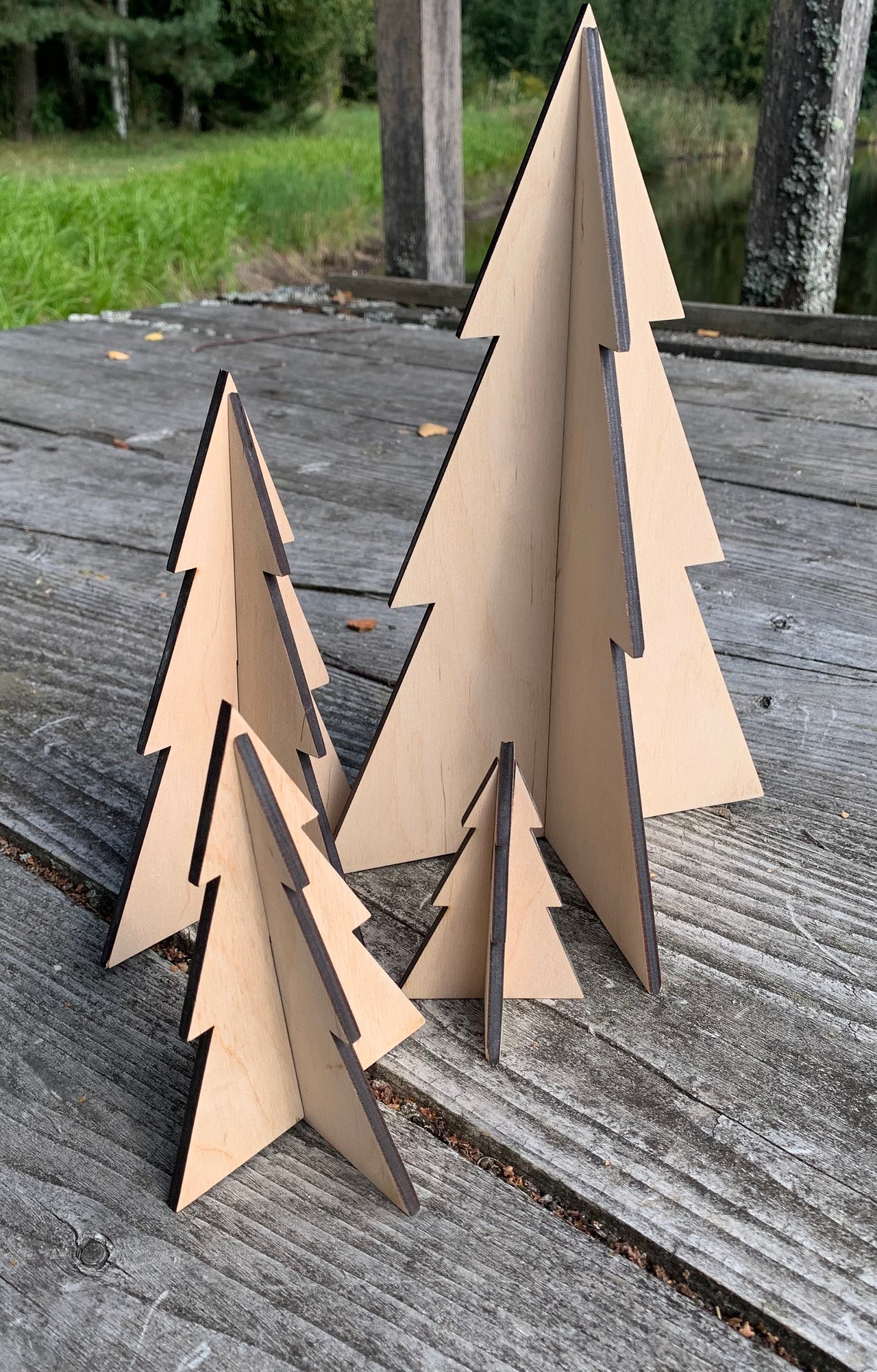 3D Wooden Christmas Tree, Various Sizes, Natural Wood, Smooth Finish ...