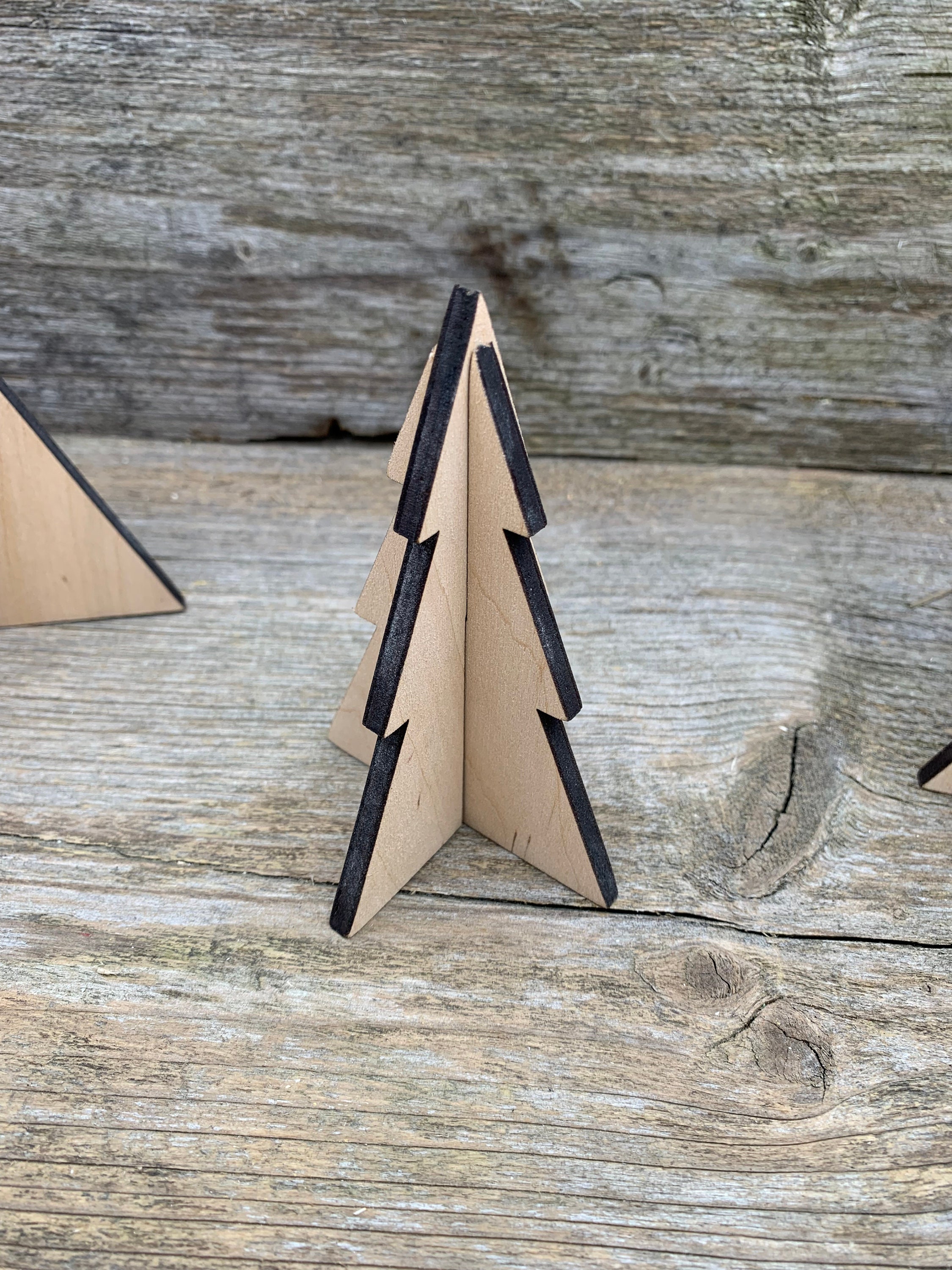 3D Wooden Christmas Tree, Various Sizes, Natural Wood, Smooth Finish ...