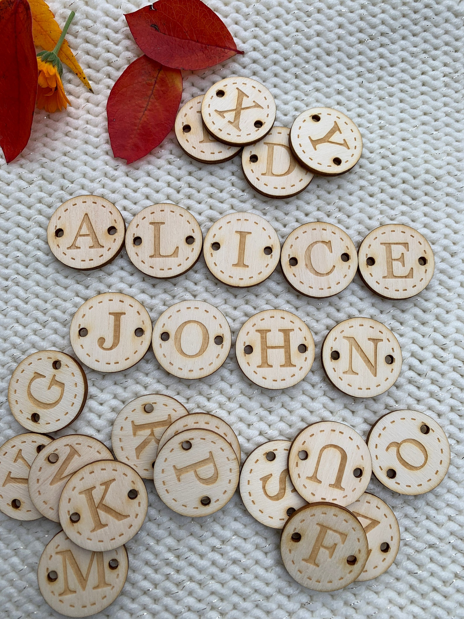 Wooden Letter Buttons, Alphabet, Tags, 3 Cm - 1.18", Natural Wood ...