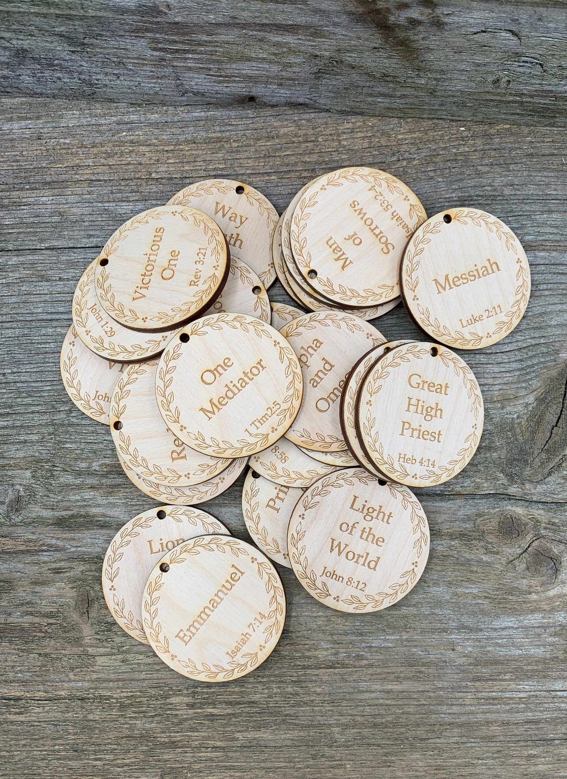 Names of God Wooden Tags Name of Christ, Christmas Easter Ornaments ...