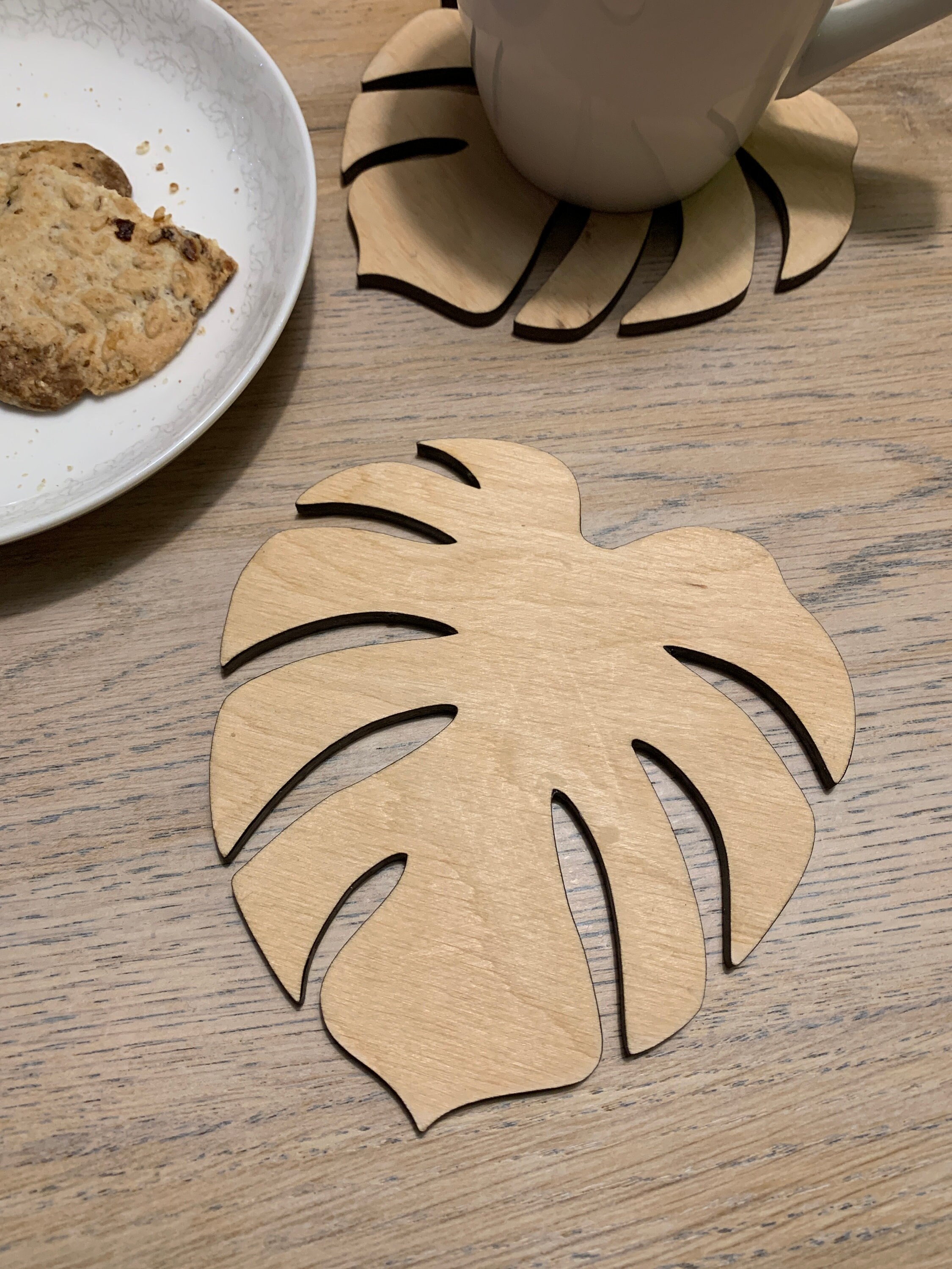 Wooden coasters tropical leaf Monstera Leaf table decor | Etsy