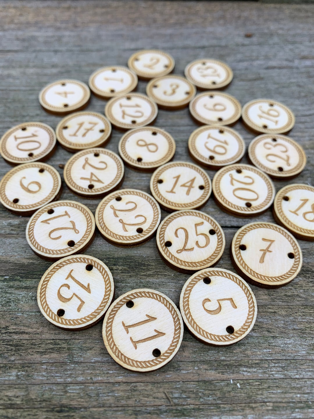 Countdown to Christmas, Advent Calendar Numbers, Wooden Numbers Tags ...