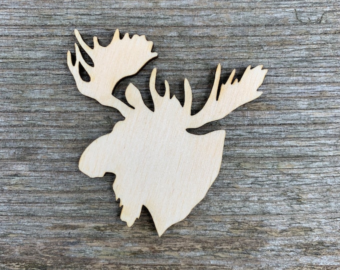 Wooden Moose Shape, Wooden Stag, Antlers, Various Sizes, for Crafts ...