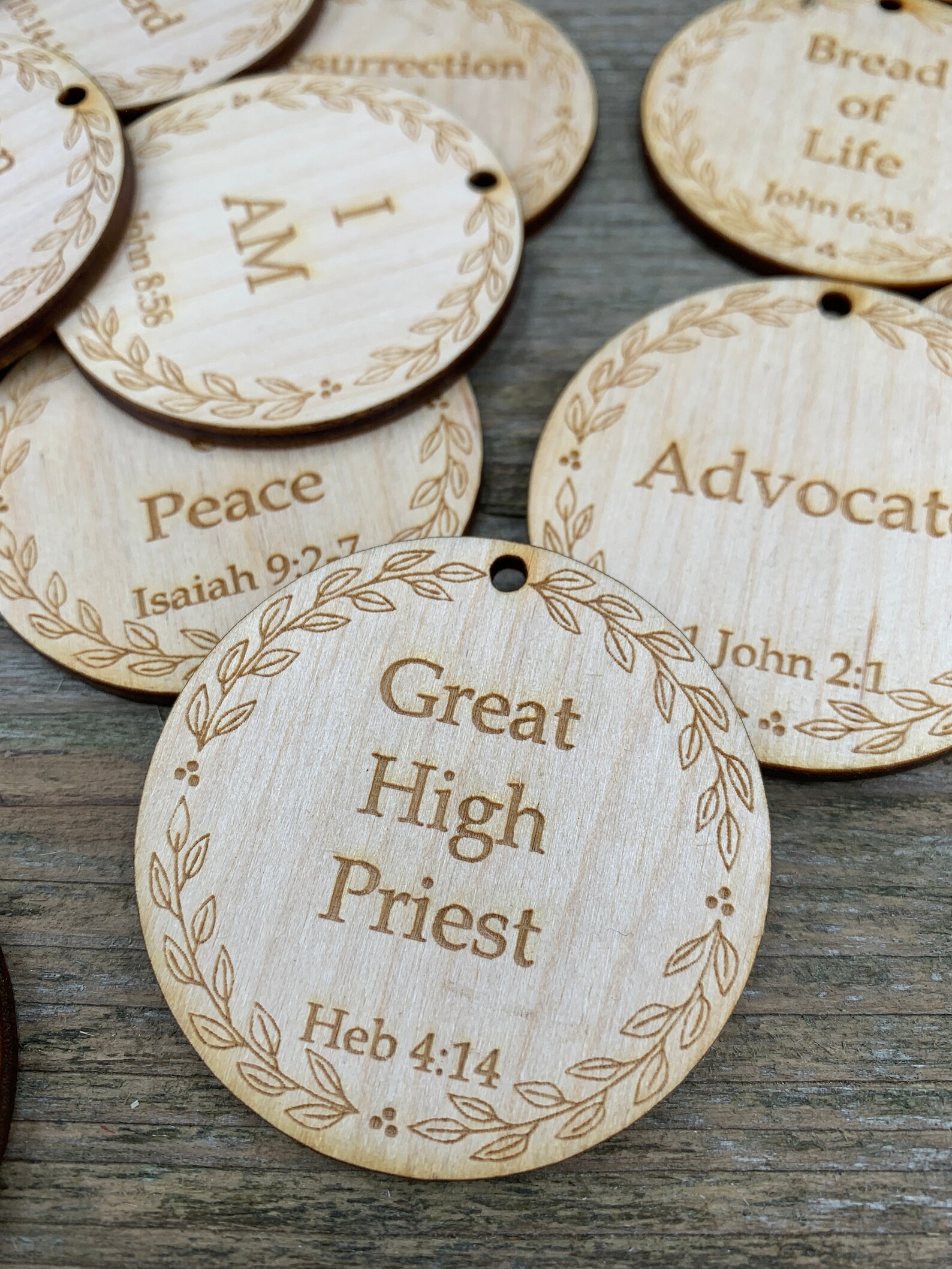 Names of God Wooden Tags Name of Christ, Christmas Easter Ornaments ...
