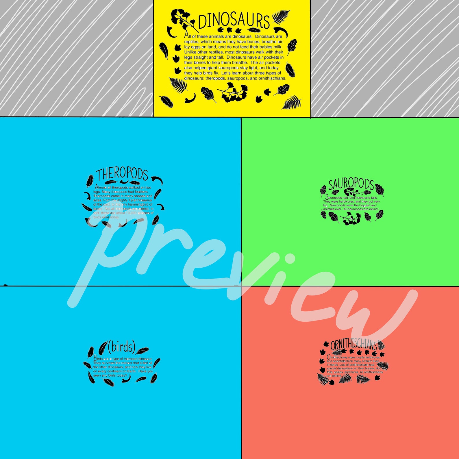 Dinosaur Chart for Kids: Printable Toy and Teaching Tool - Etsy