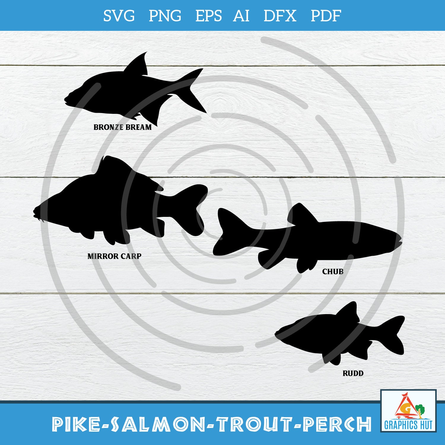 Fish Collection, Fish Silhouette SVG, PNG, EPS, Dxf, Pdf for Cricut ...