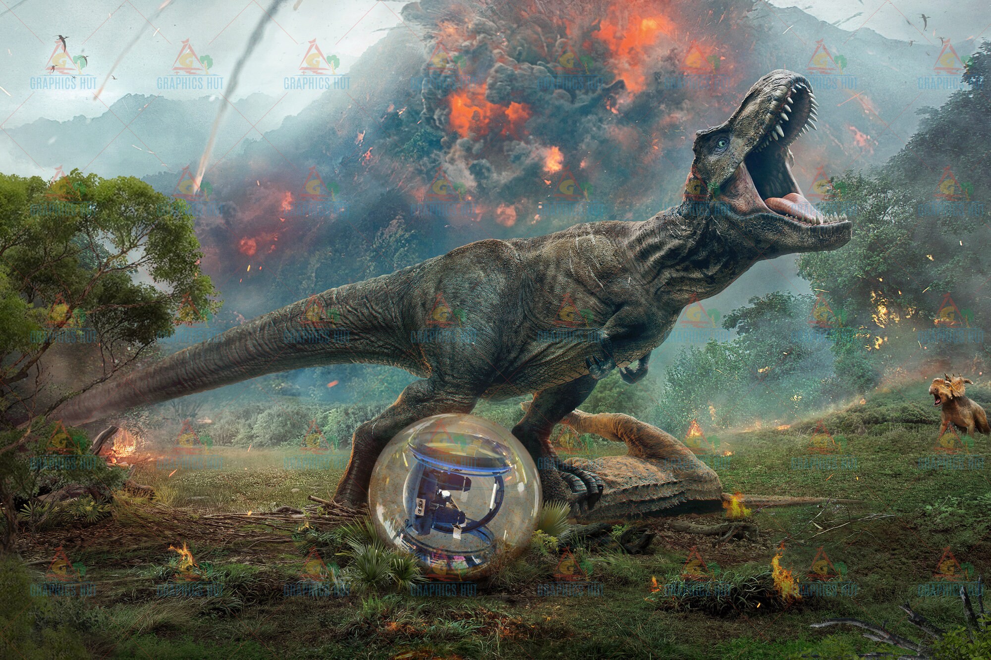 Jurassic World Digital Backdrop Hiding From Dinosaur Digital Scene ...