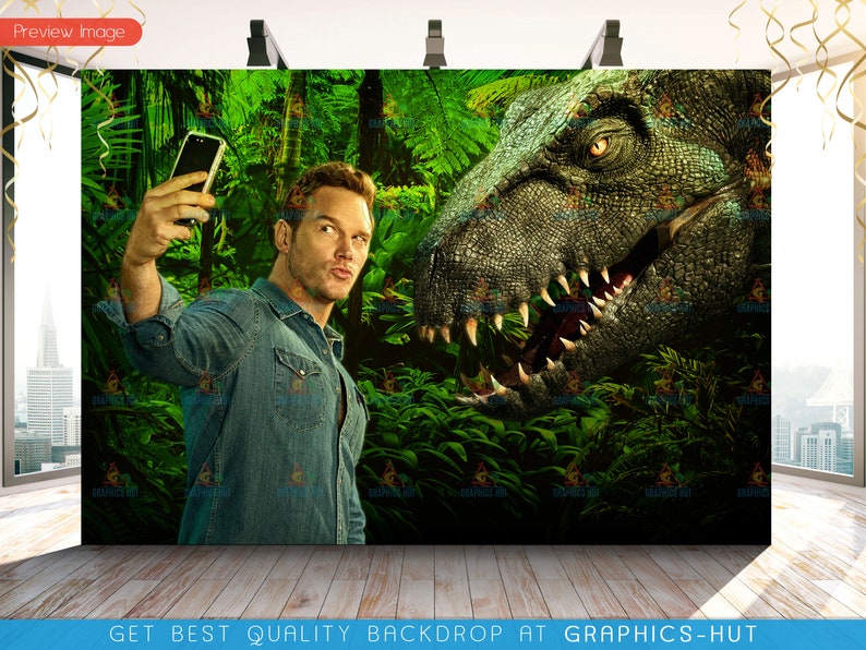 Jurassic World Digital Backdrop - Selfie With Dinosaur Digital Scene ...