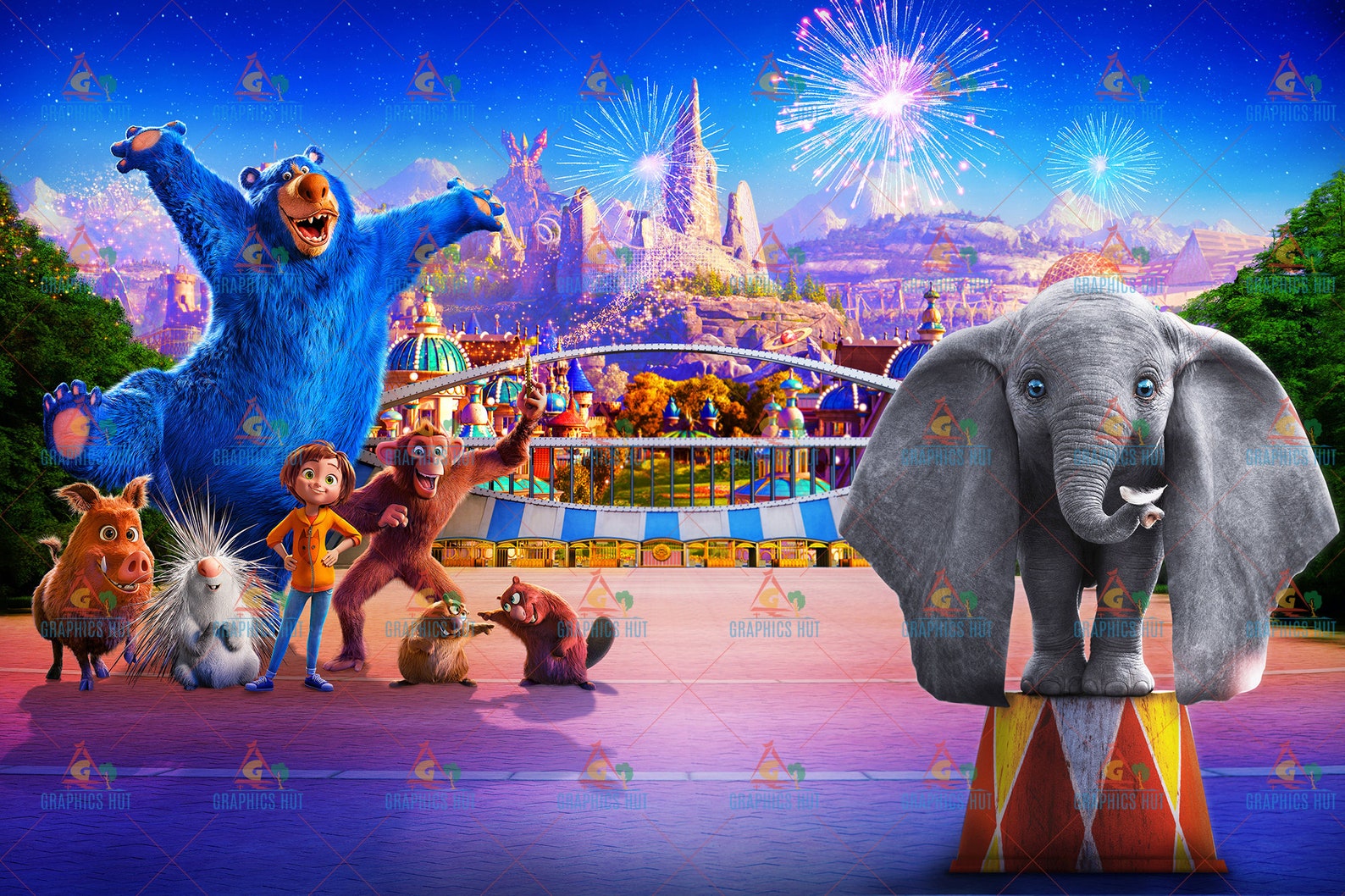 Dumbo Elephant Digital Backdrop - Circus Digital Scene | Background ...