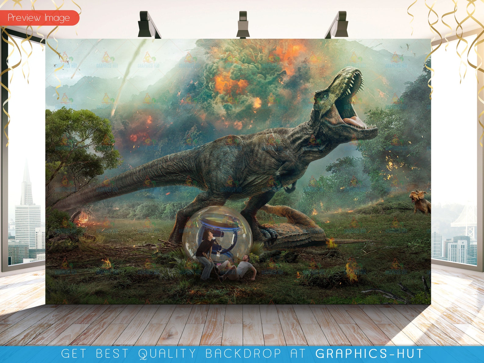 Jurassic World Digital Backdrop - Hiding From Dinosaur Digital Scene ...