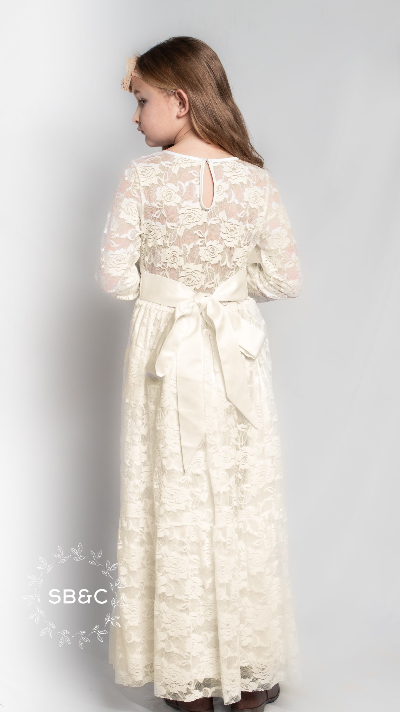 Ivory Lace Flower Girl Dress Flower Girl Dress Vintage Girl Etsy