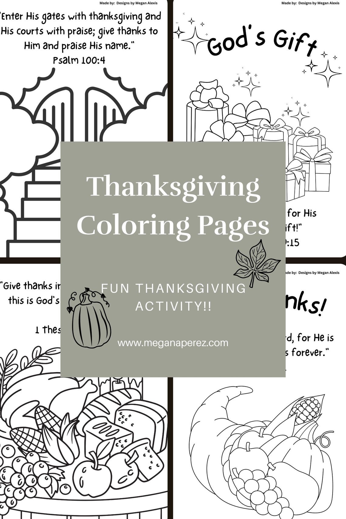 Thanksgiving Bible Verse Coloring Pages for Kids (PDF Download) - Etsy