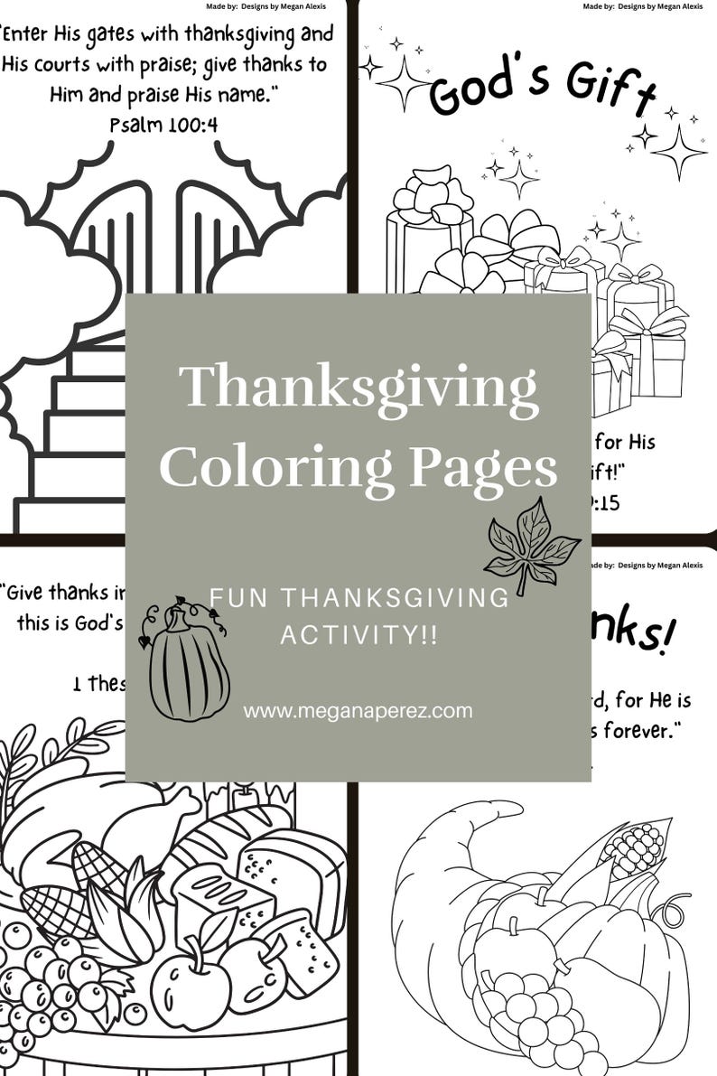 Thanksgiving Bible Verse Coloring Pages for Kids (PDF Download) - Etsy