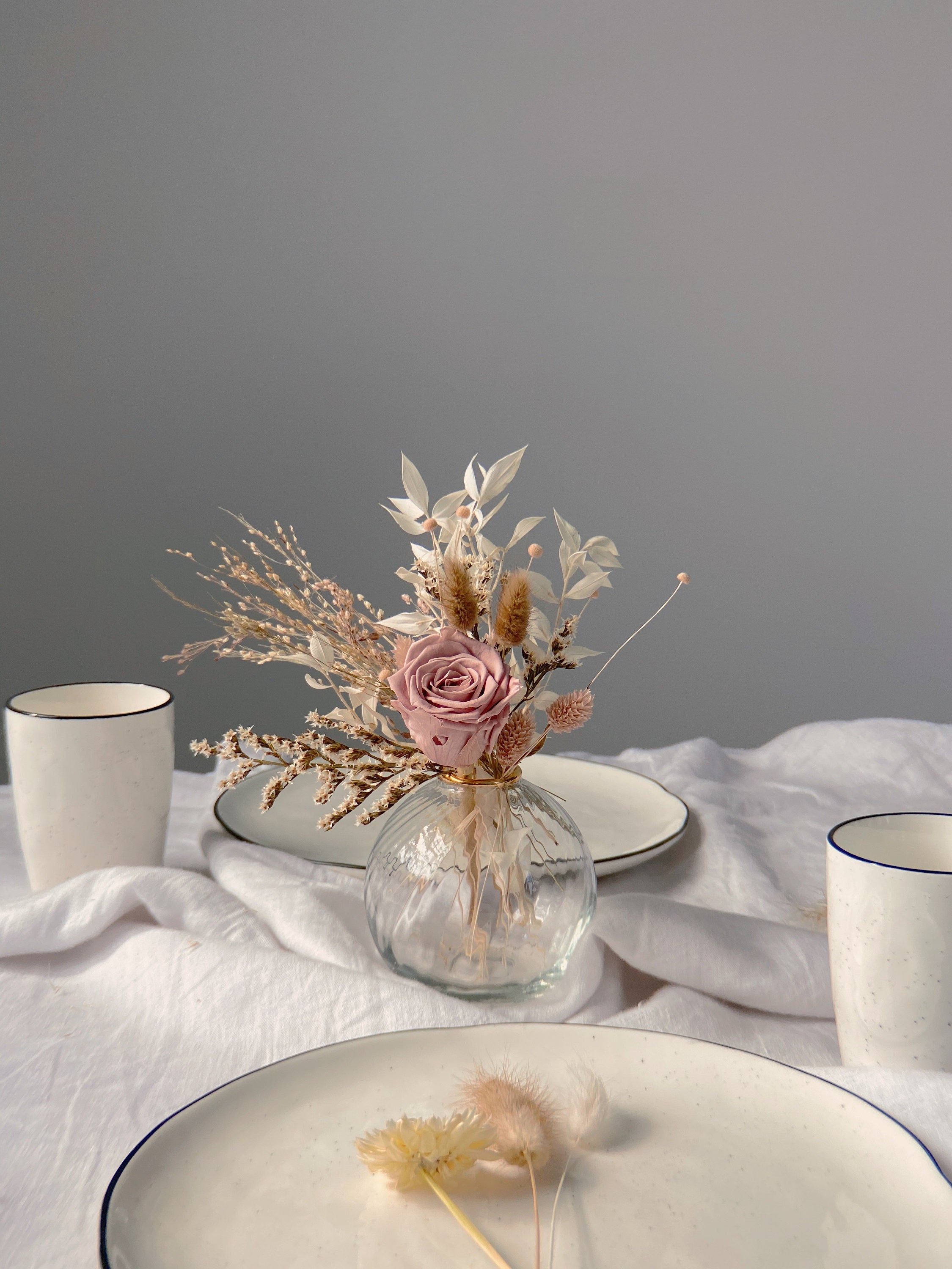 Preserved Eternal Rose Floral Vase Arrangment / Bleached - Etsy