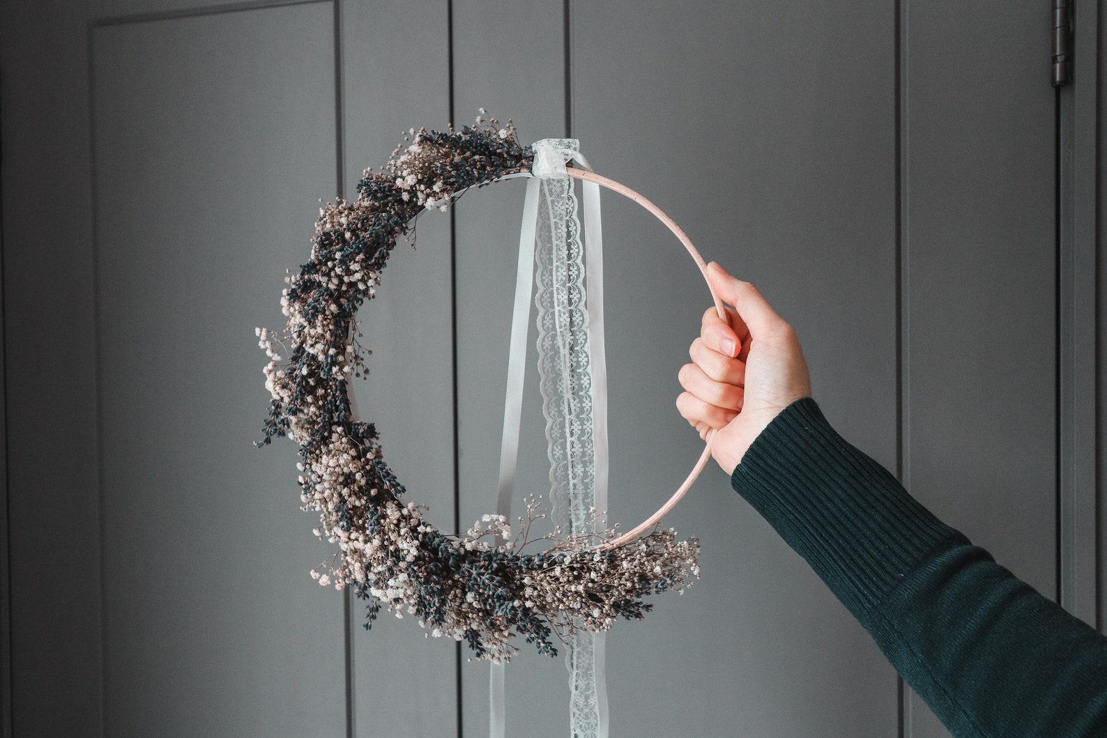 Dried Lavender and Dried Baby's Breath Wedding Bride Hoop - Etsy