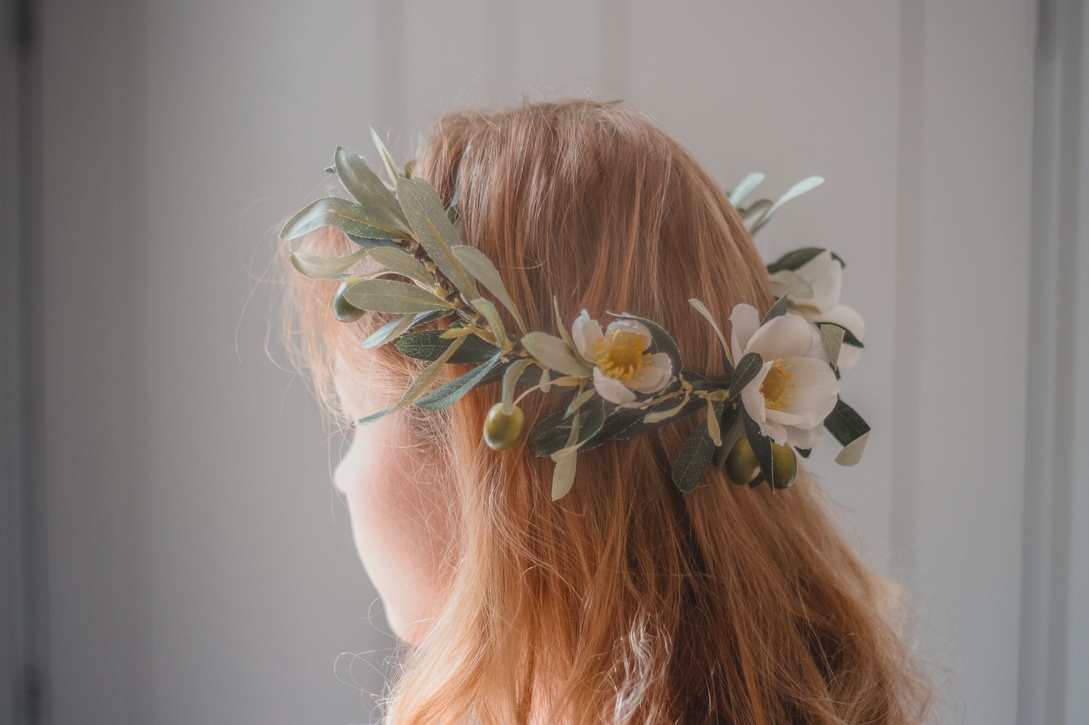 Olive Branch Wedding Crown Olive Leaves and Cream Blossoms - Etsy