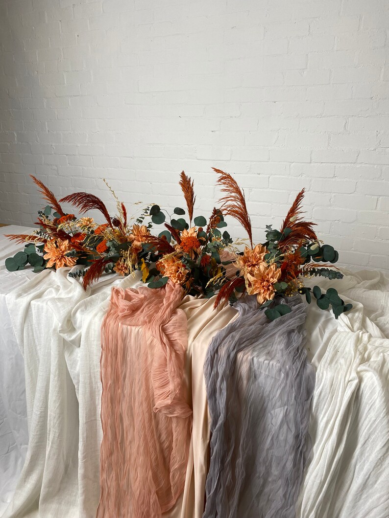 4 Section Pieces Table Runner Flower Decoration Rust Orange - Etsy