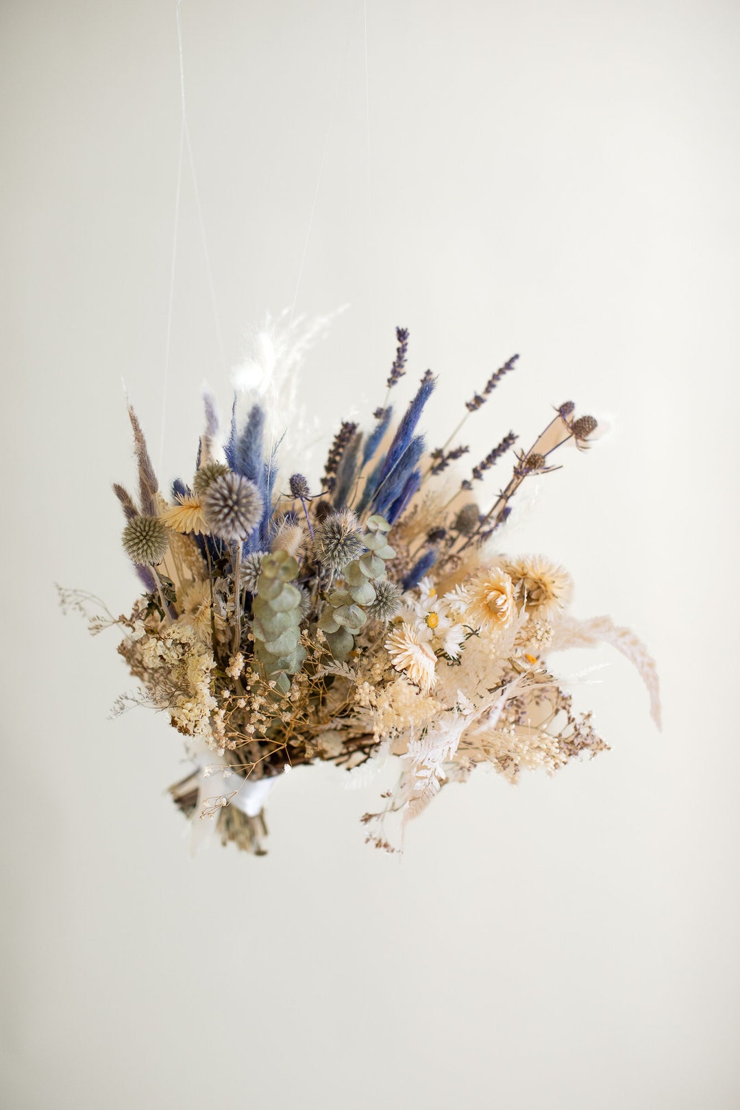 Twilight Blue Bunny Tails & Scottish Thistles Pampas Grass Boho Bridal ...