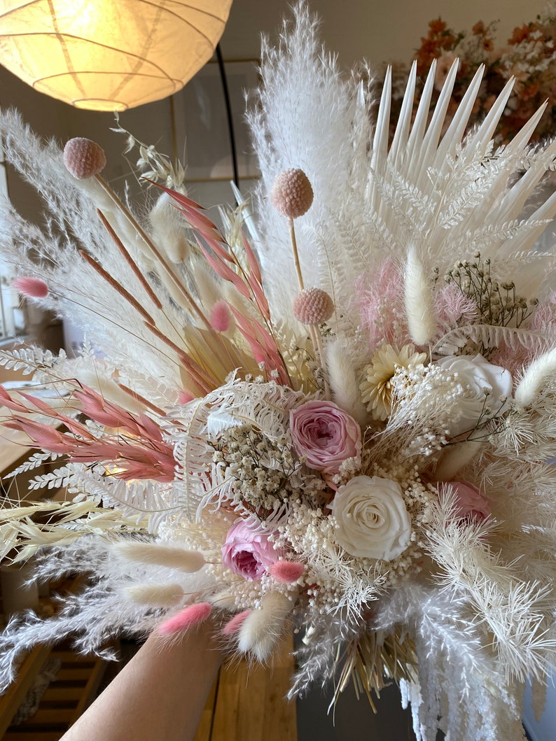 Pampas Grass & Trailing Amaranthus Bridal Boho Wedding Bouquet - Etsy