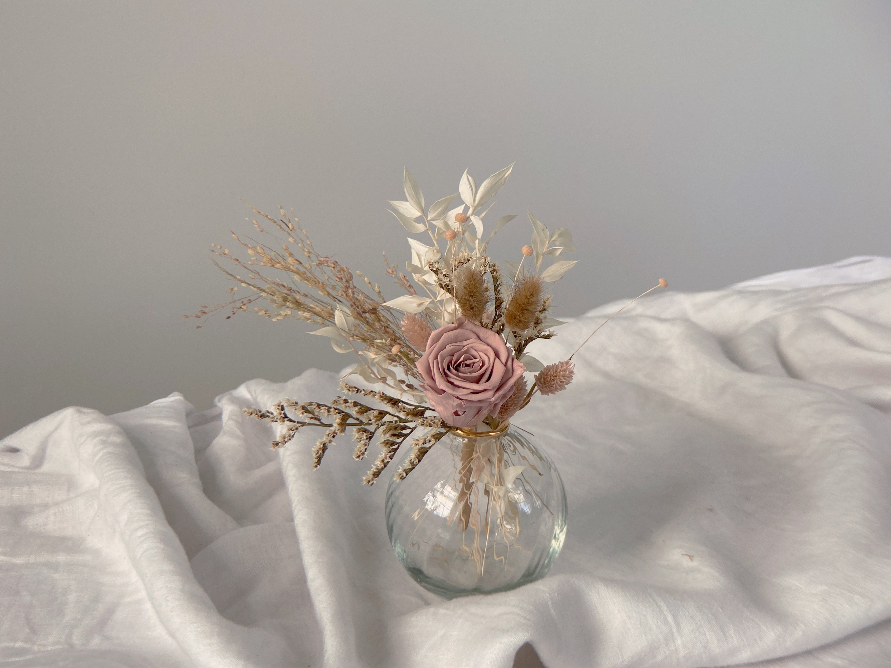 Preserved Eternal Rose Floral Vase Arrangment / Bleached - Etsy