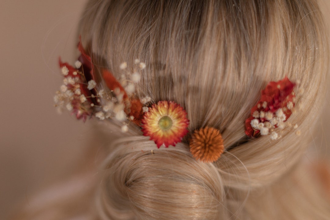 Autumn Terracota Hair Pin Set / Flower Hair Pins, Boho Hair Pins ...