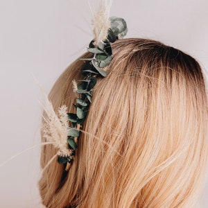 Pampas Grass & Real Preserved Eucalyptus Crown, Greenery Crown, Leaf ...
