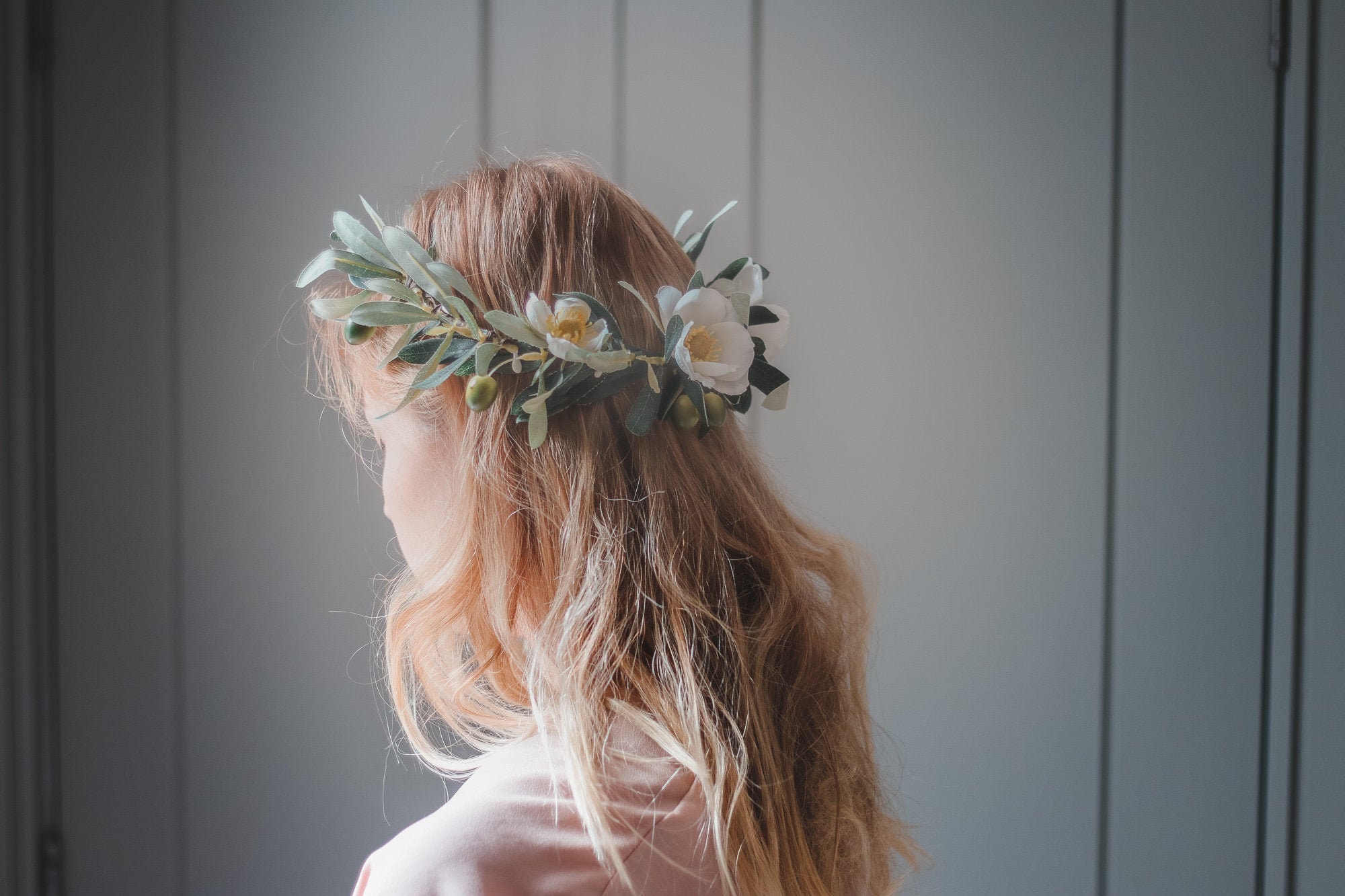 Olive Branch Wedding Crown Olive Leaves and Cream Blossoms | Etsy