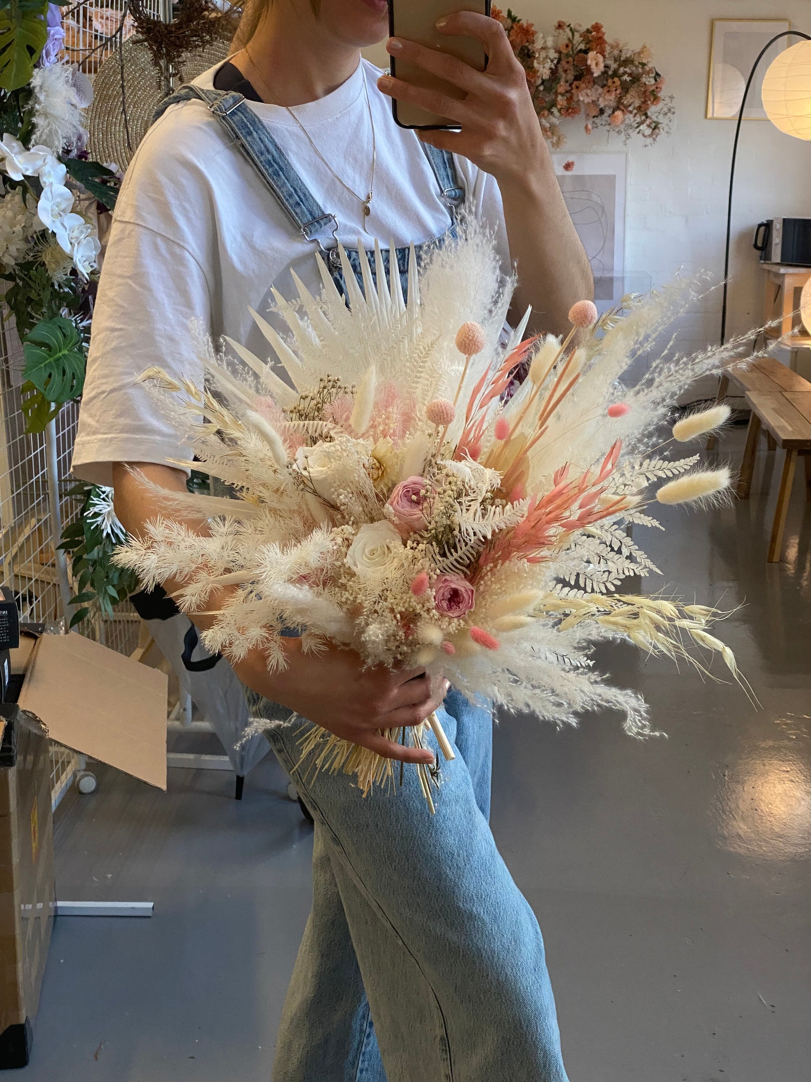 Pampas Grass & Trailing Amaranthus Bridal Boho Wedding Bouquet - Etsy